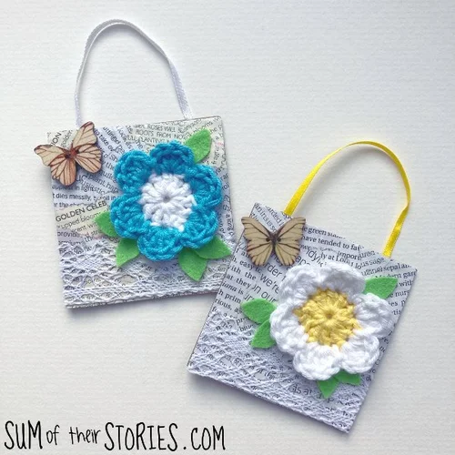 Recycled Mini Collage with Crochet Flower Tutorial — Sum of their ...