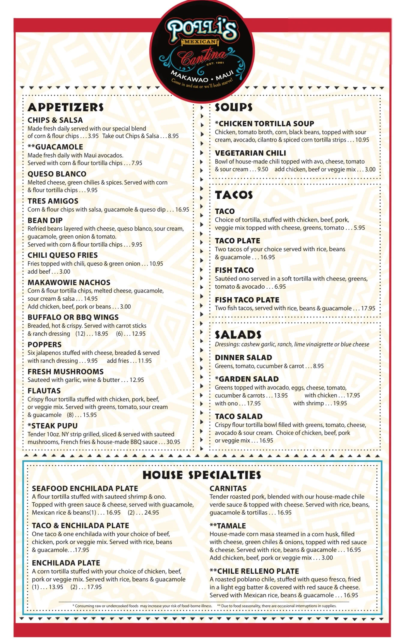 Menu — Polli's Mexican Restaurant