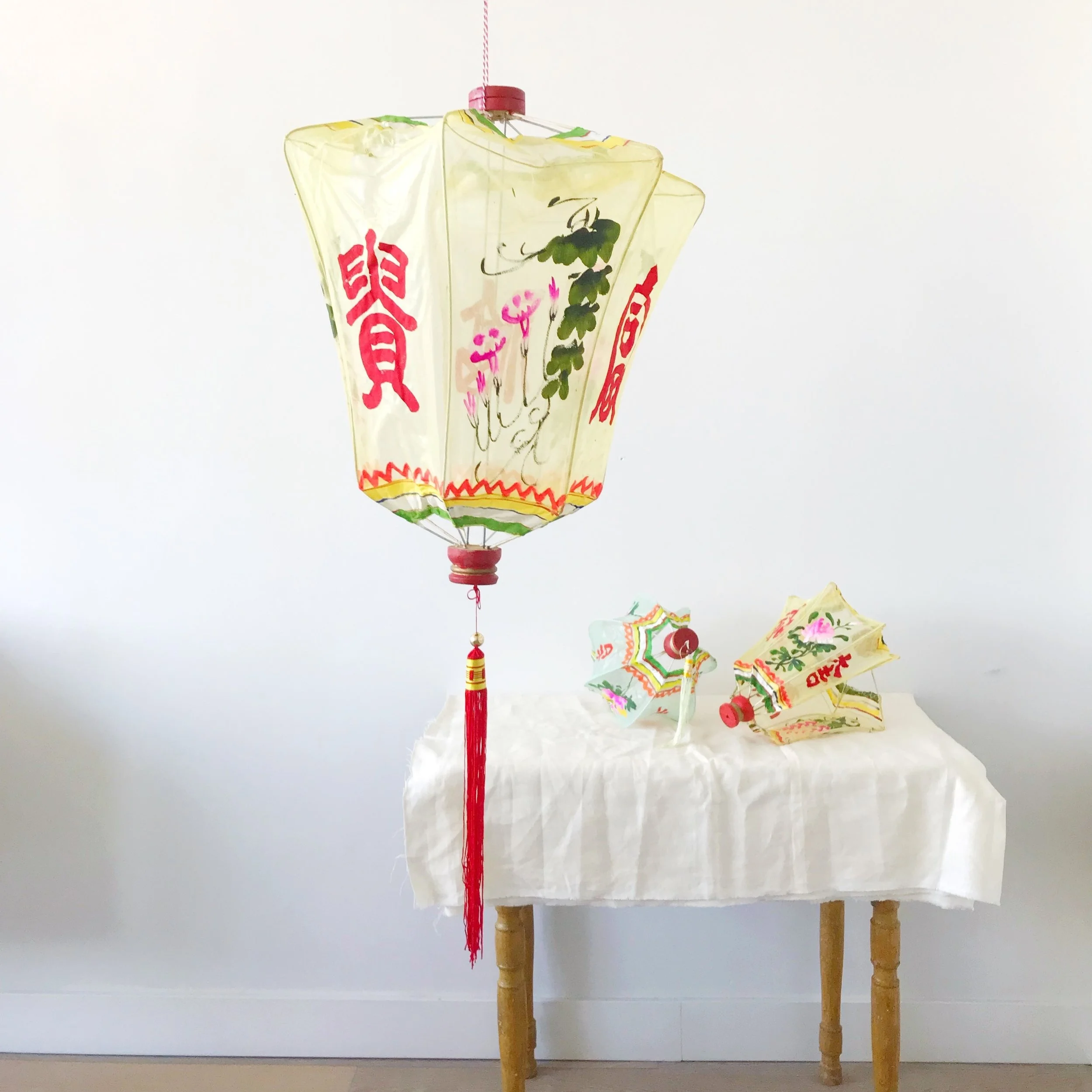 Vintage Style Hand Painted Large Chinese Gauze Lantern - classic yellow ...