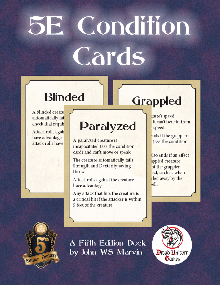 5E Condition Cards PnP Now Available — Dread Unicorn Games