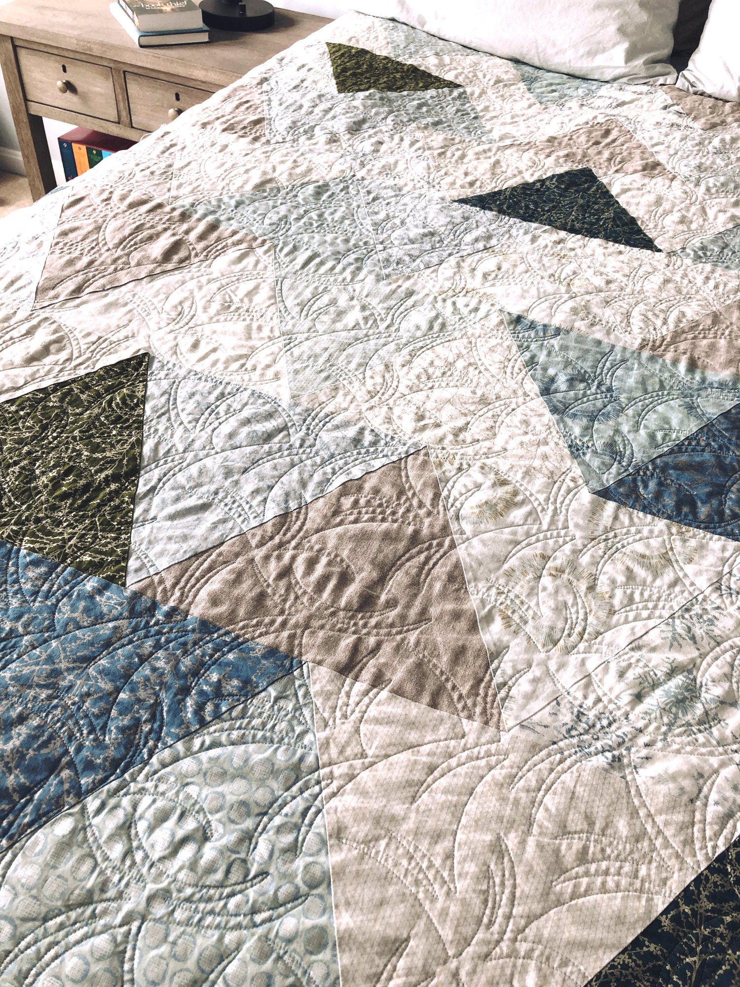 Equilateral Triangle Quilt in Winter Shimmer — AnneMarie Chany Quilt ...