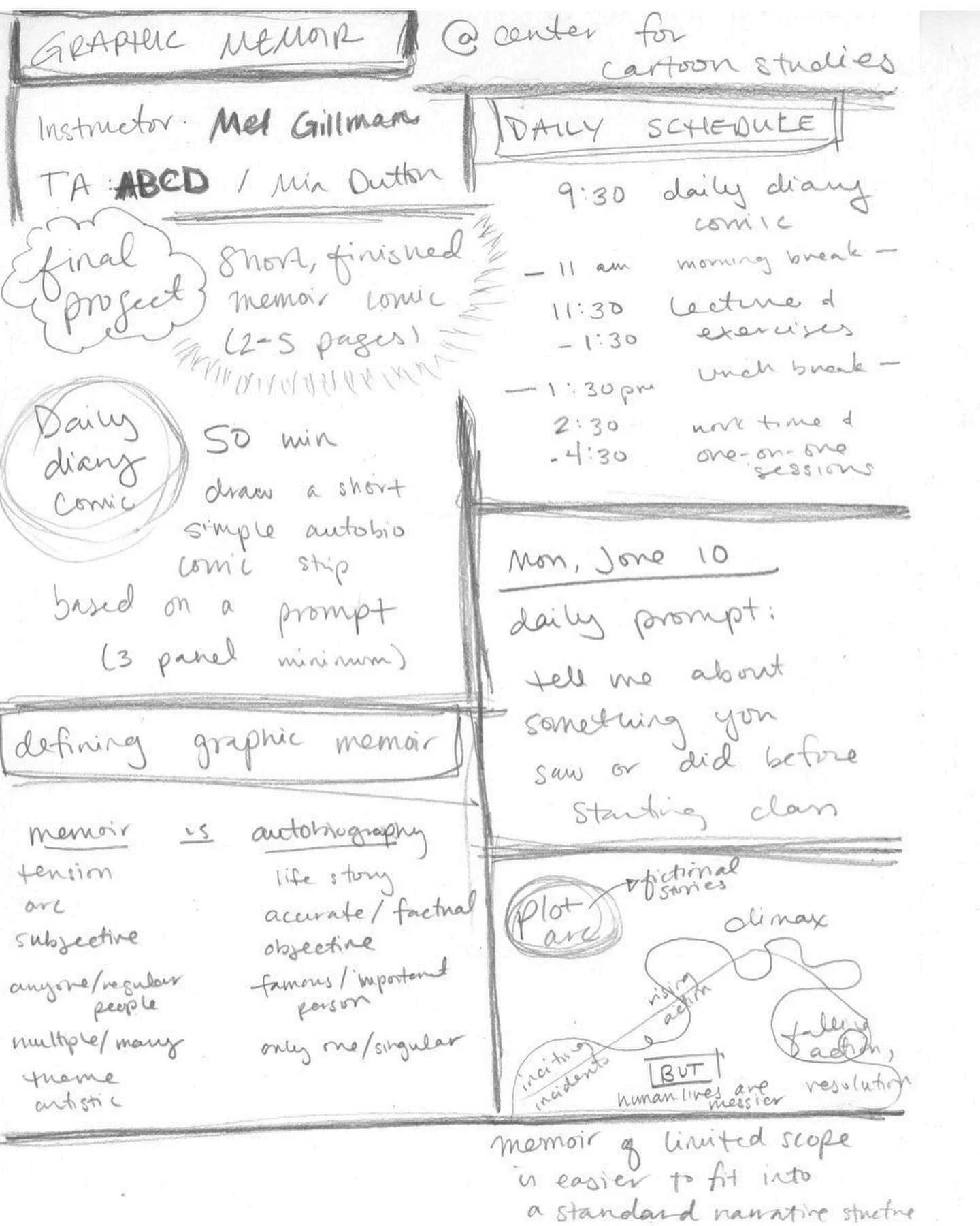 Daily Diary Comics (CCS Graphic Memoir) — Katherine / Conaway / Creative