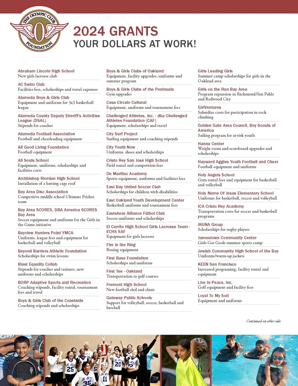 2024 Grantees — The Olympic Club Foundation