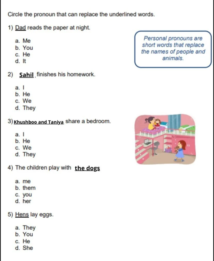 Personal Pronoun Worksheets