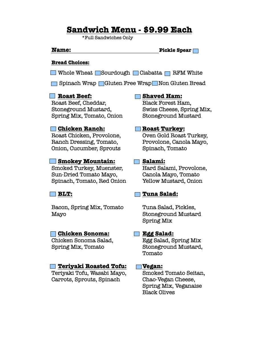 Deli Menu — Real Food Market & Deli