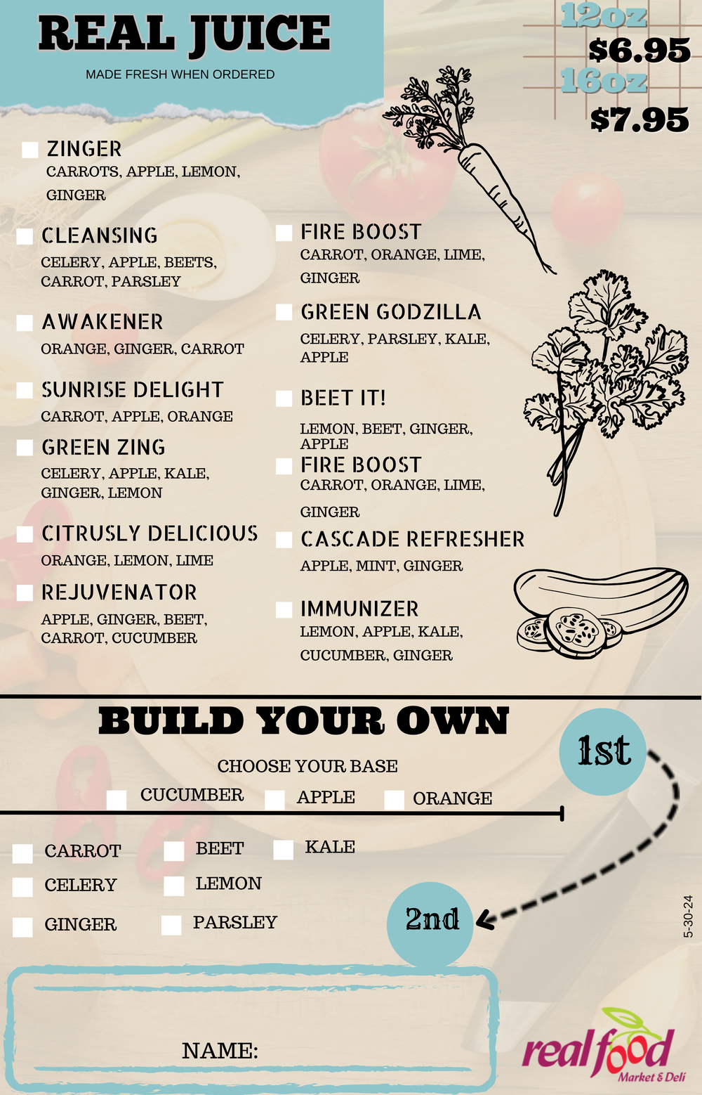 Deli Menu — Real Food Market & Deli