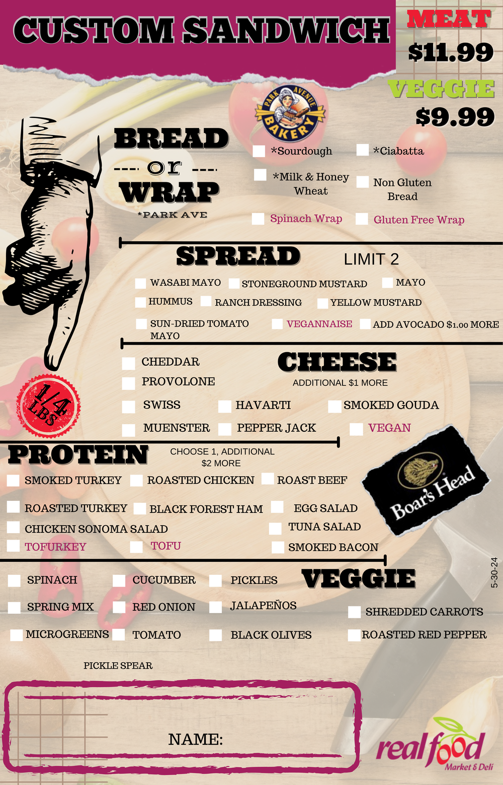 Deli Menu — Real Food Market & Deli