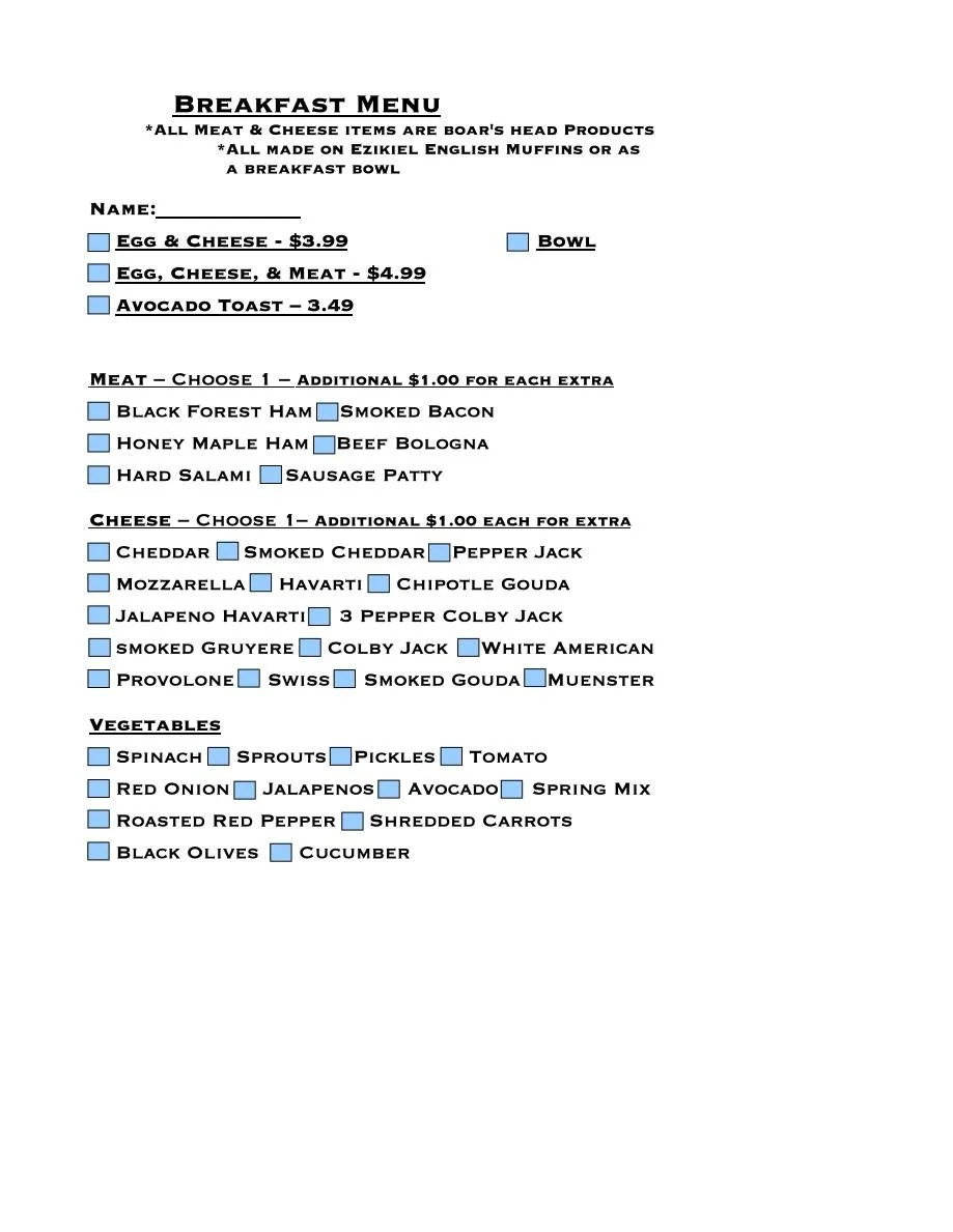 Deli Menu — Real Food Market & Deli