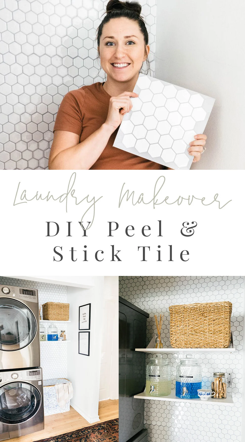 Laundry Room Makeover - DIY Peel and Stick Tile (with VIDEO ...