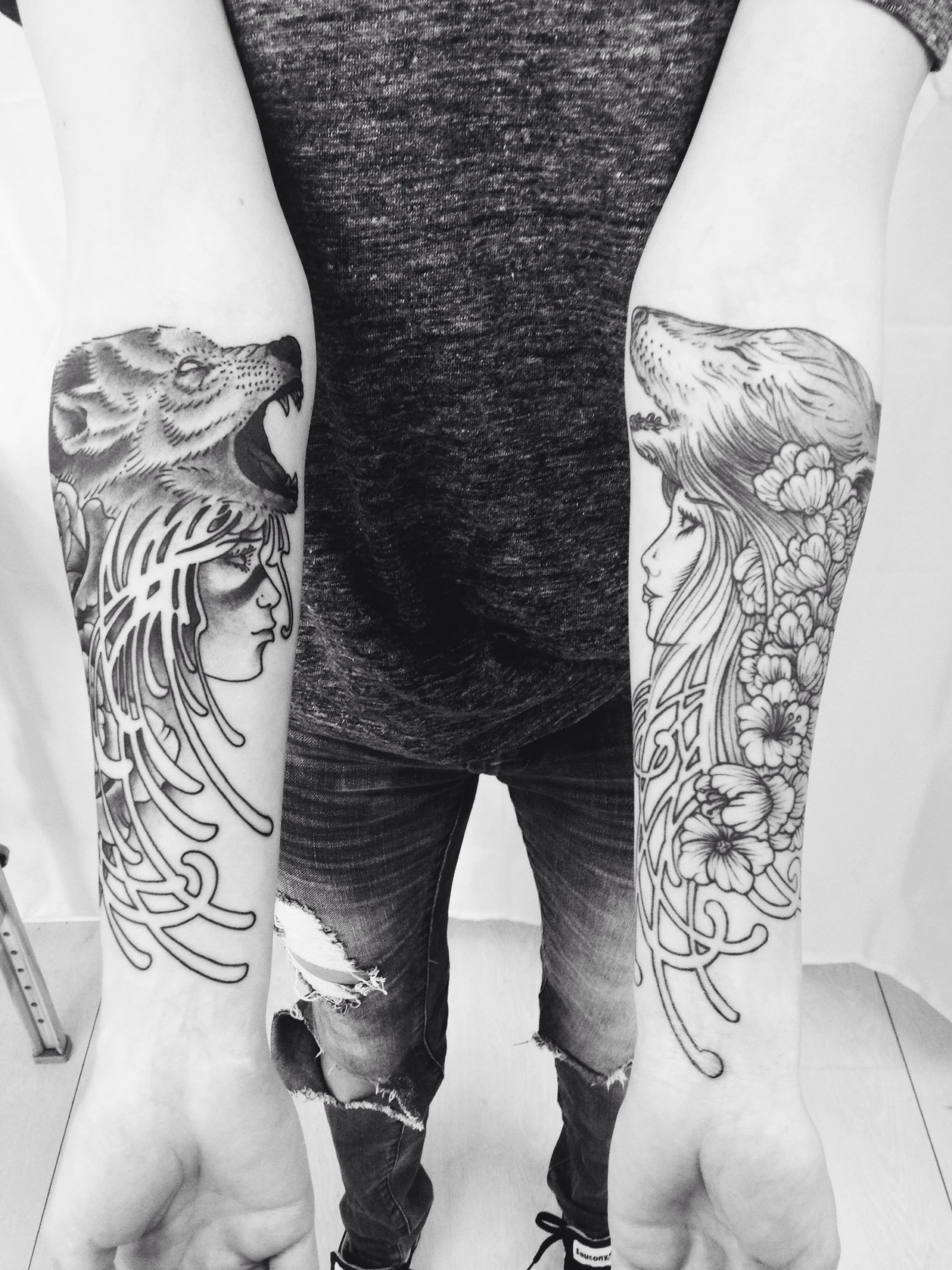 Tale Of Two Wolves Tattoo