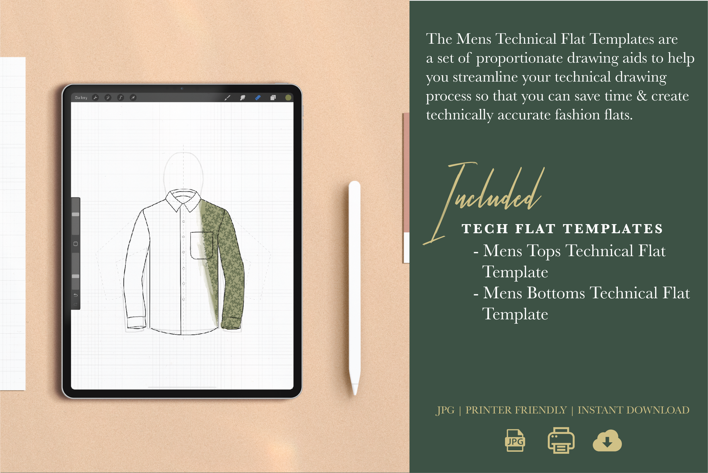 Mens Technical Flat Templates — Points of Measure