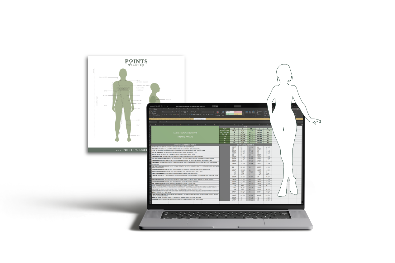 Ladies Standard Size Chart Points Of Measure ladies-standard-size-chart-points-of-measure