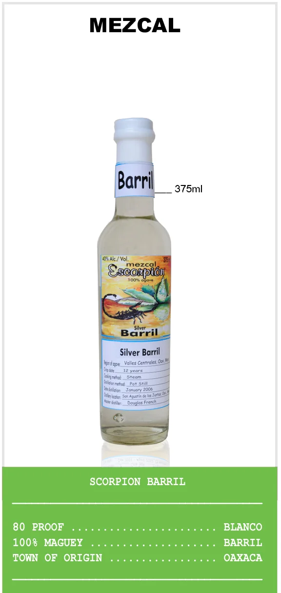 Item 4027 Scorpion Barril - Silver 375ml — IN AGAVE WE TRUST
