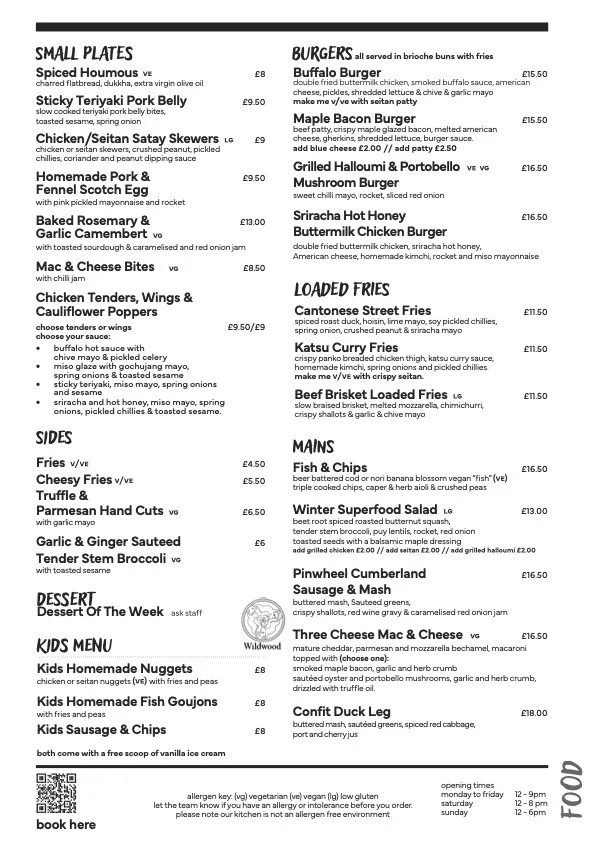 Food Menus at the White Rabbit Pub in Brighton’s North Laine — White Rabbit