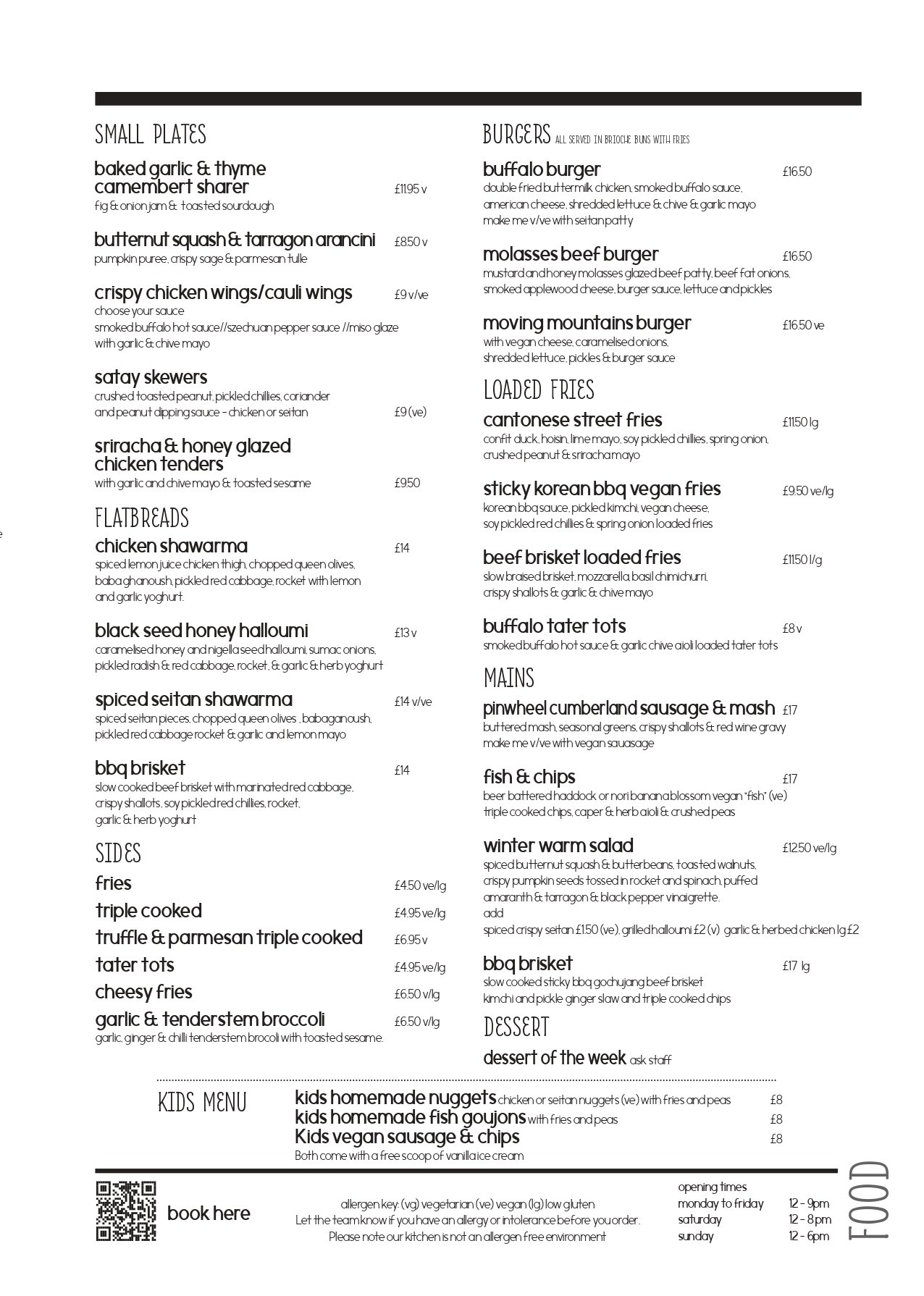 Food Menus at the White Rabbit Pub in Brighton’s North Laine — White Rabbit