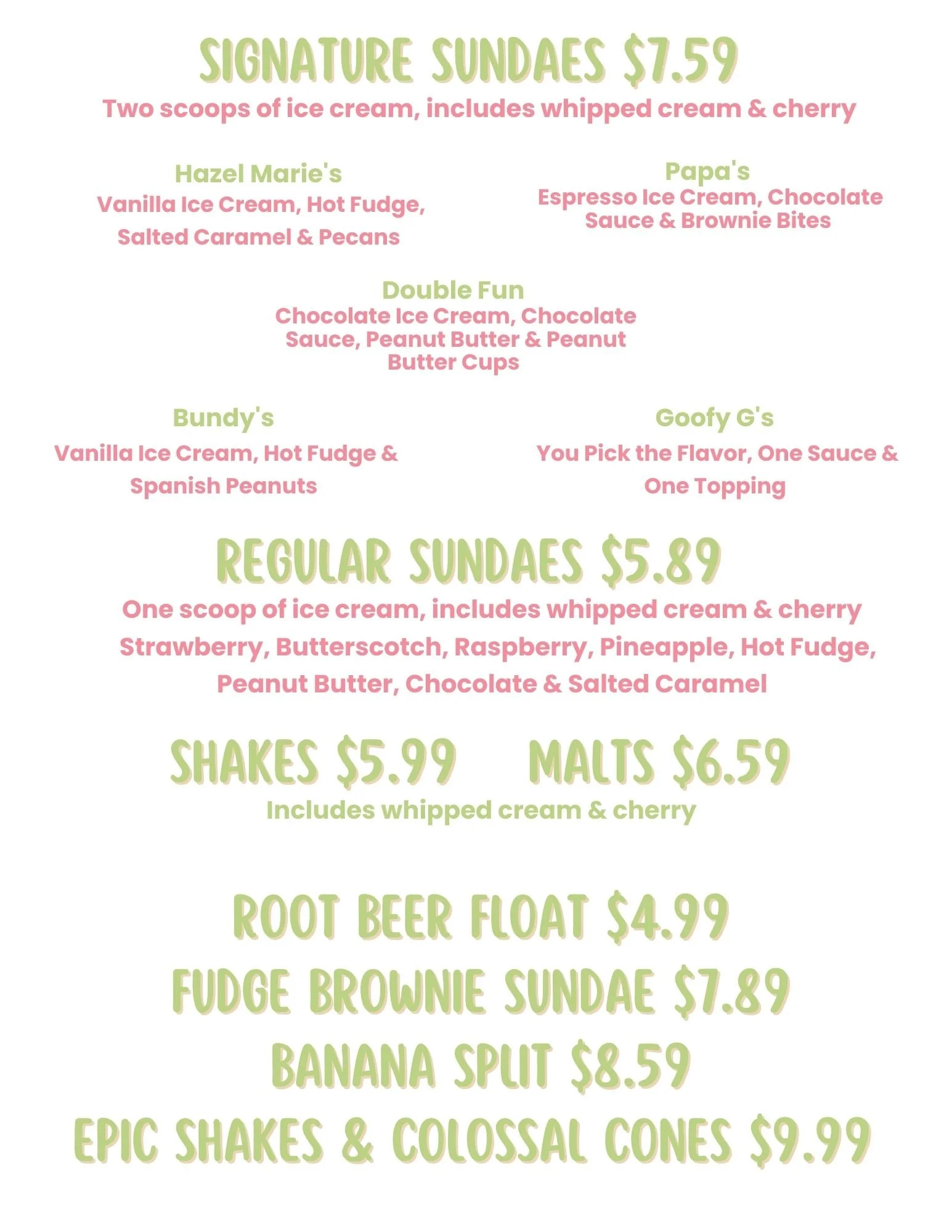 Menu — Hazel Marie's