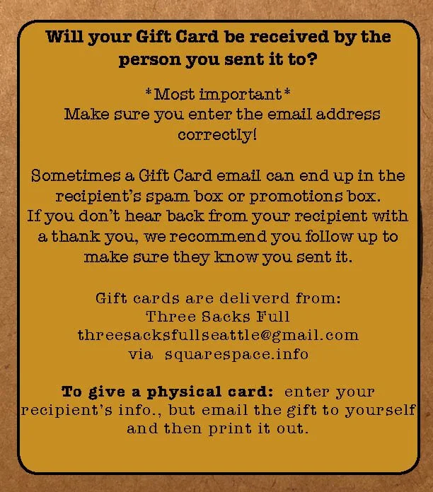 Gift Certificates — Three Sacks Full