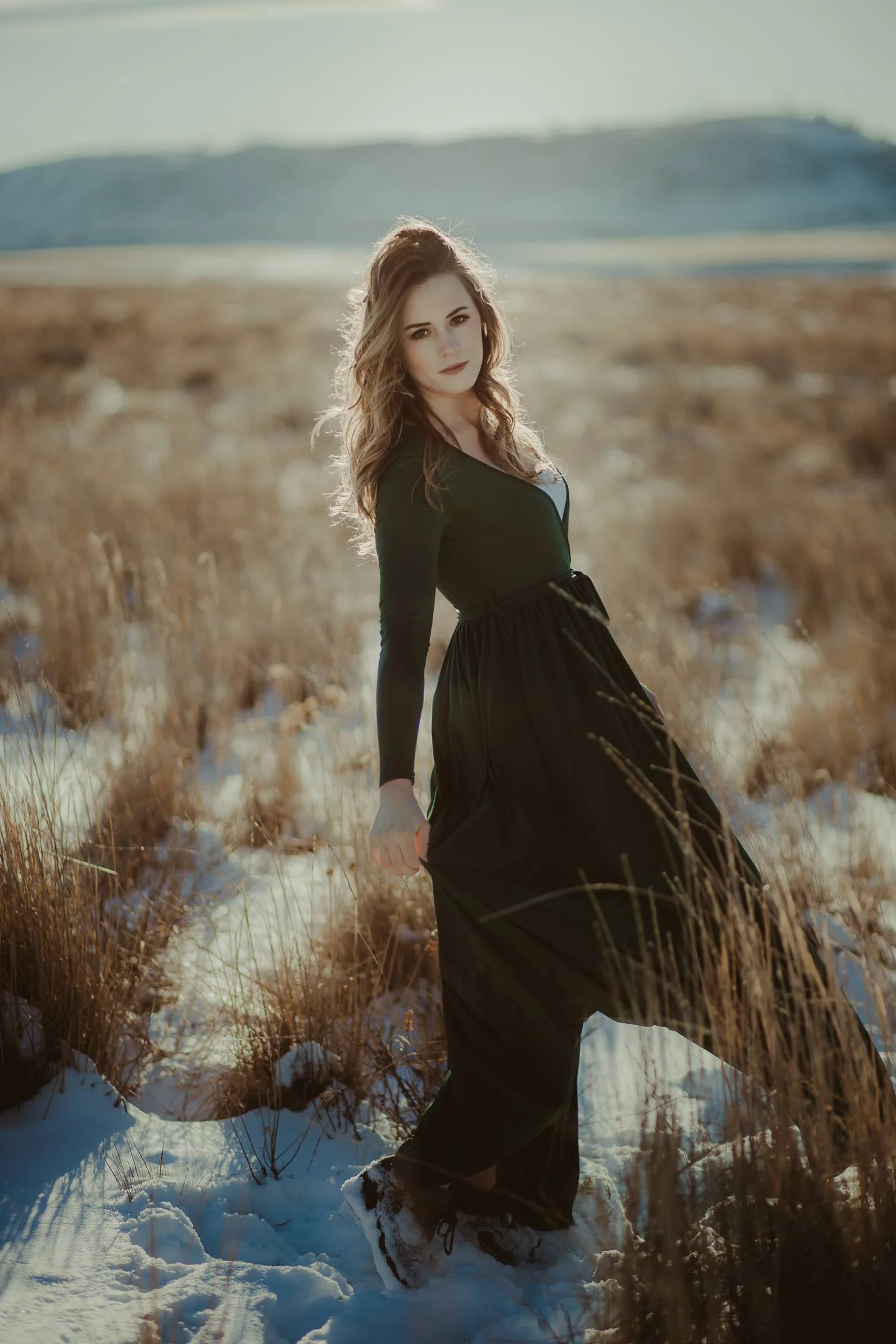 Emerald Wrap Long Sleeve — The Traveling Dress Collective