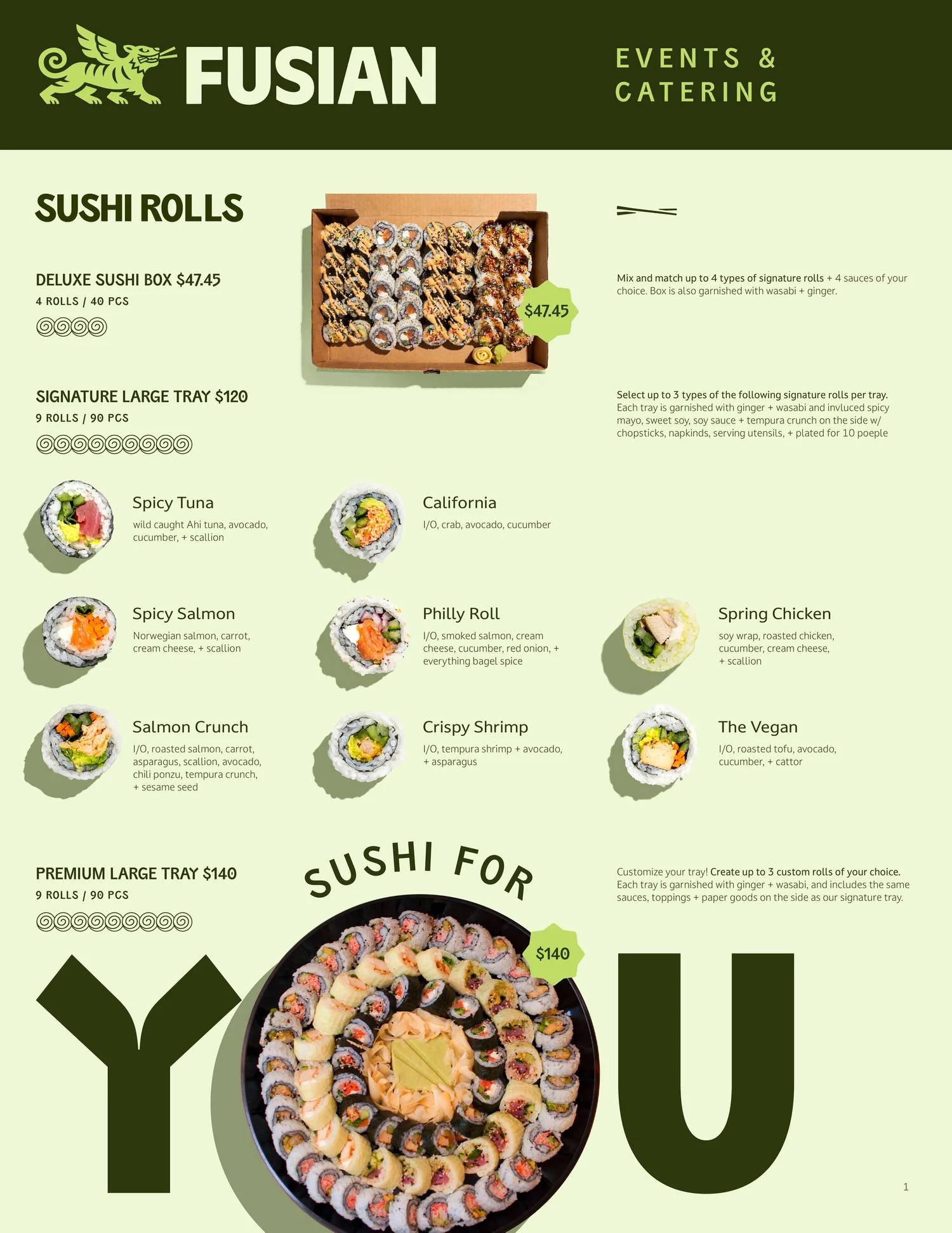 Sushi Catering Menu | FUSIAN