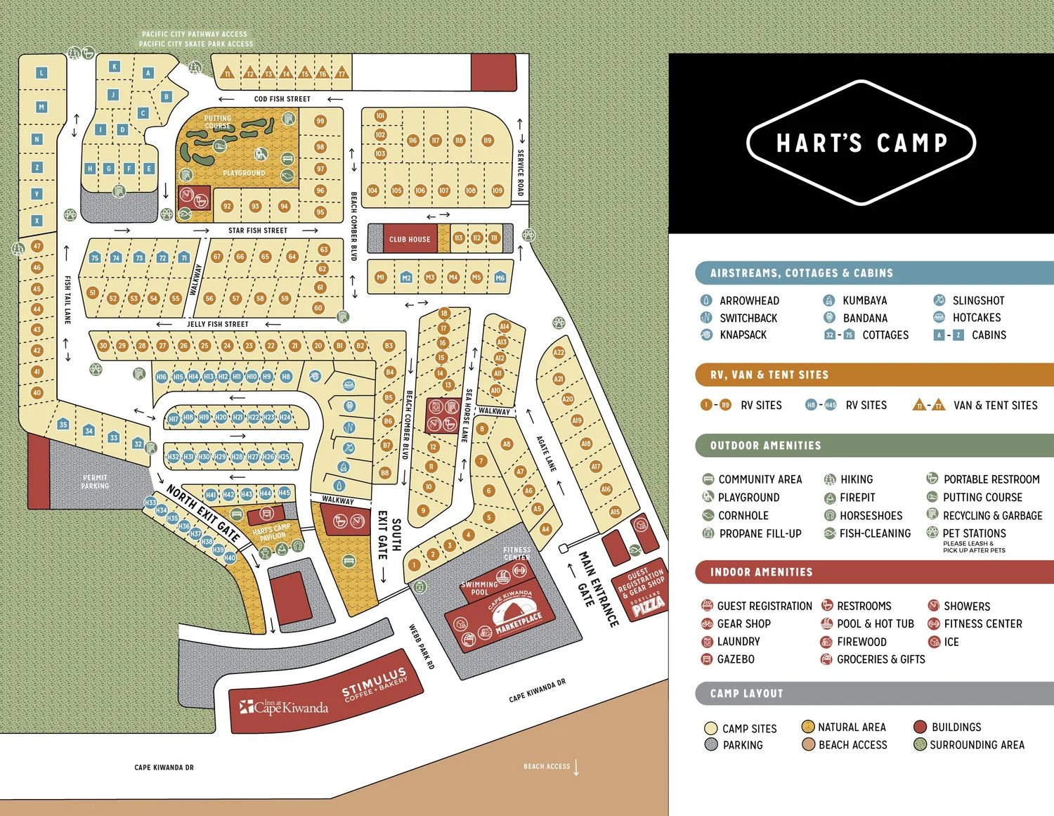 Explore Our Campground Map | Hart's Camp Pacific City