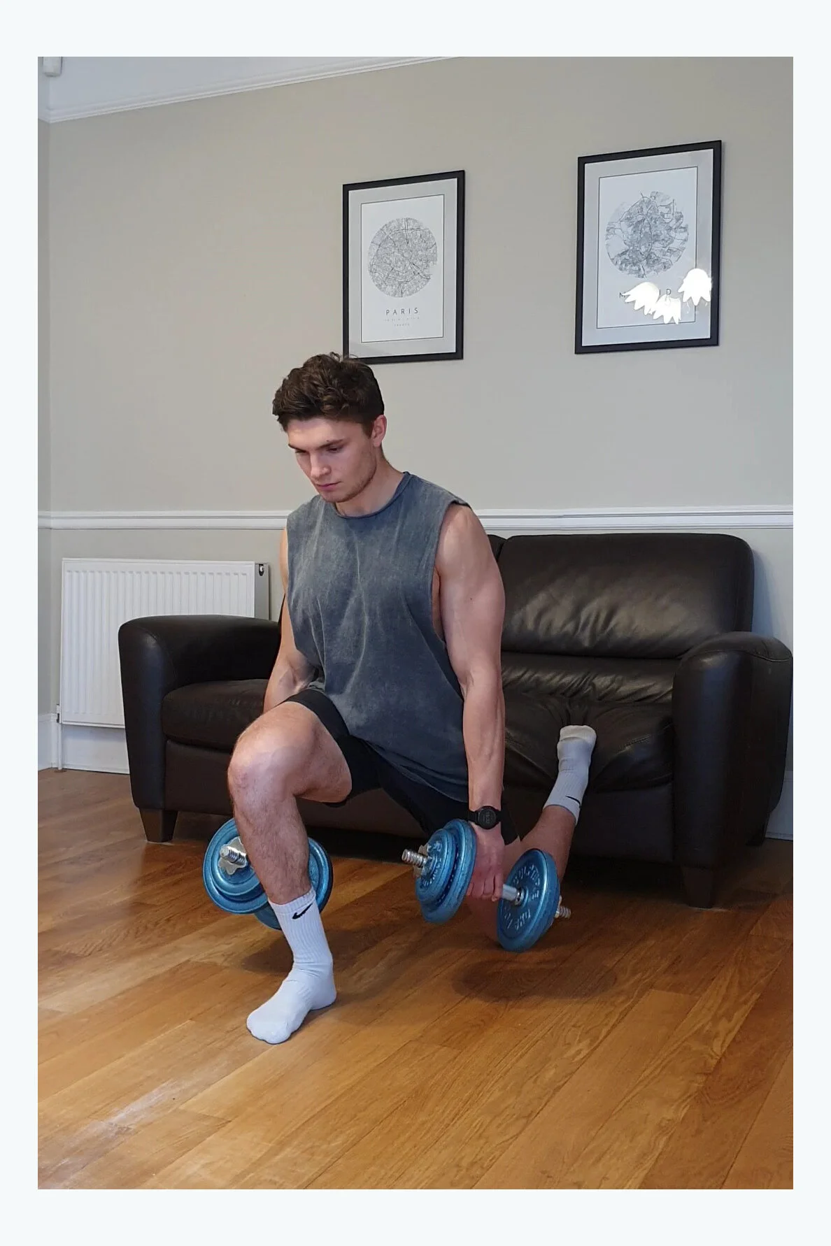 Dumbbell leg workout at home with male model and personal trainer Rory ...