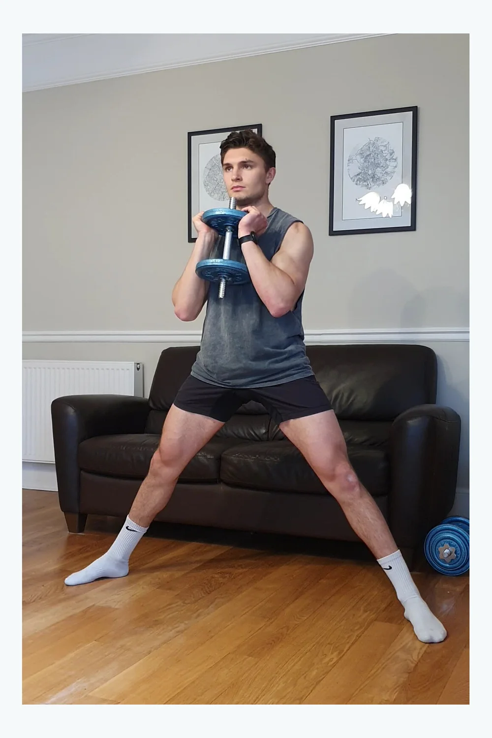 Dumbbell leg workout at home with male model and personal trainer Rory ...