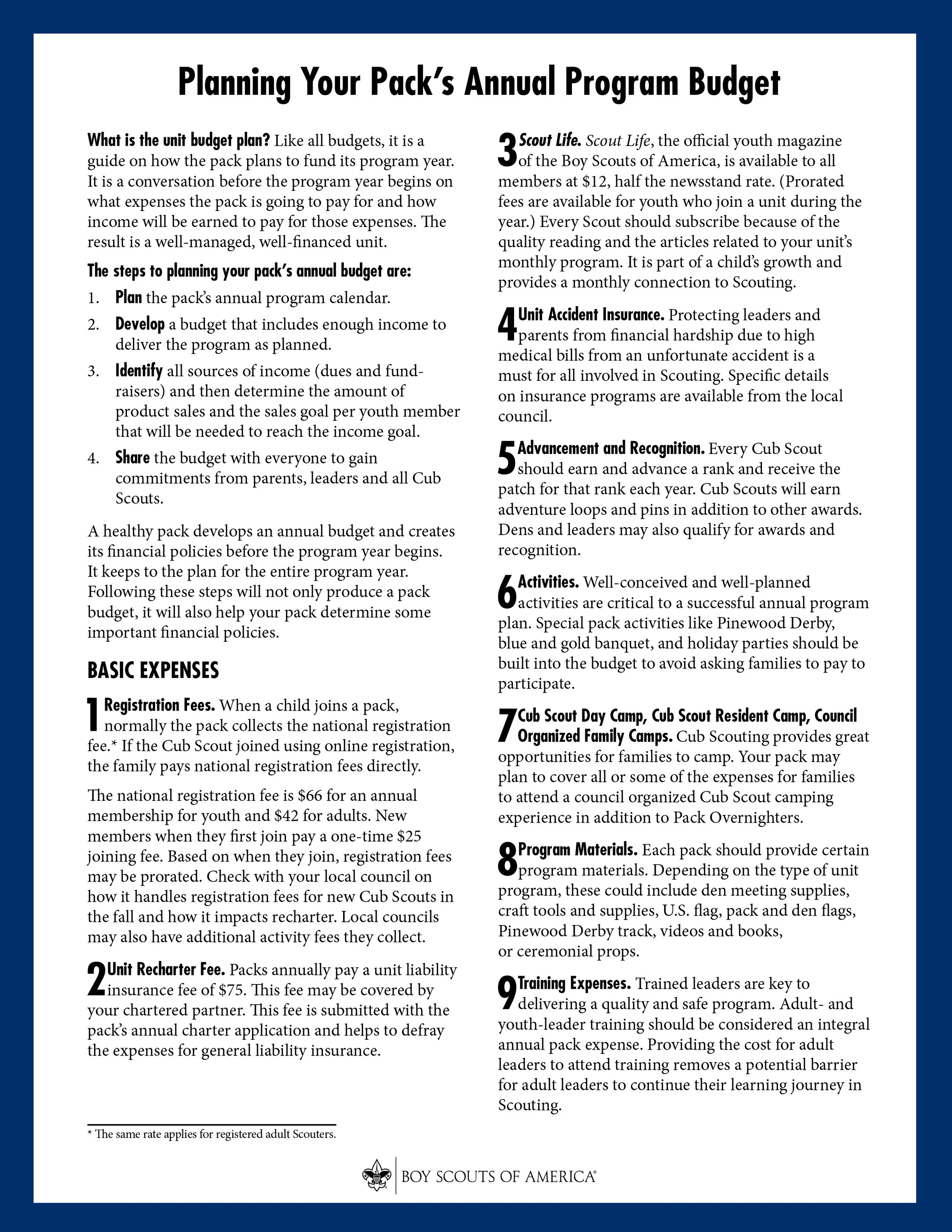 Pack Committee Resources — Lake Erie Council