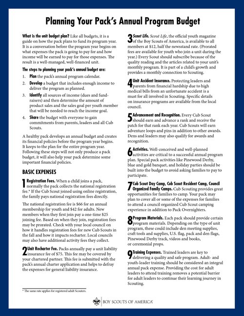 Pack Committee Resources — Lake Erie Council