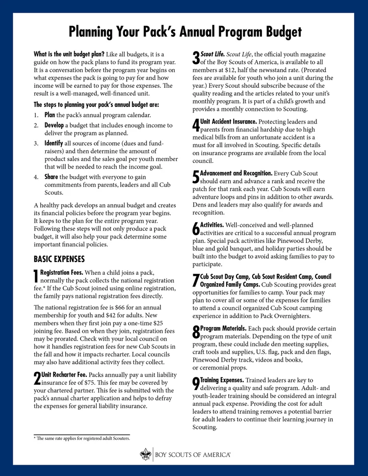 Pack Committee Resources — Lake Erie Council