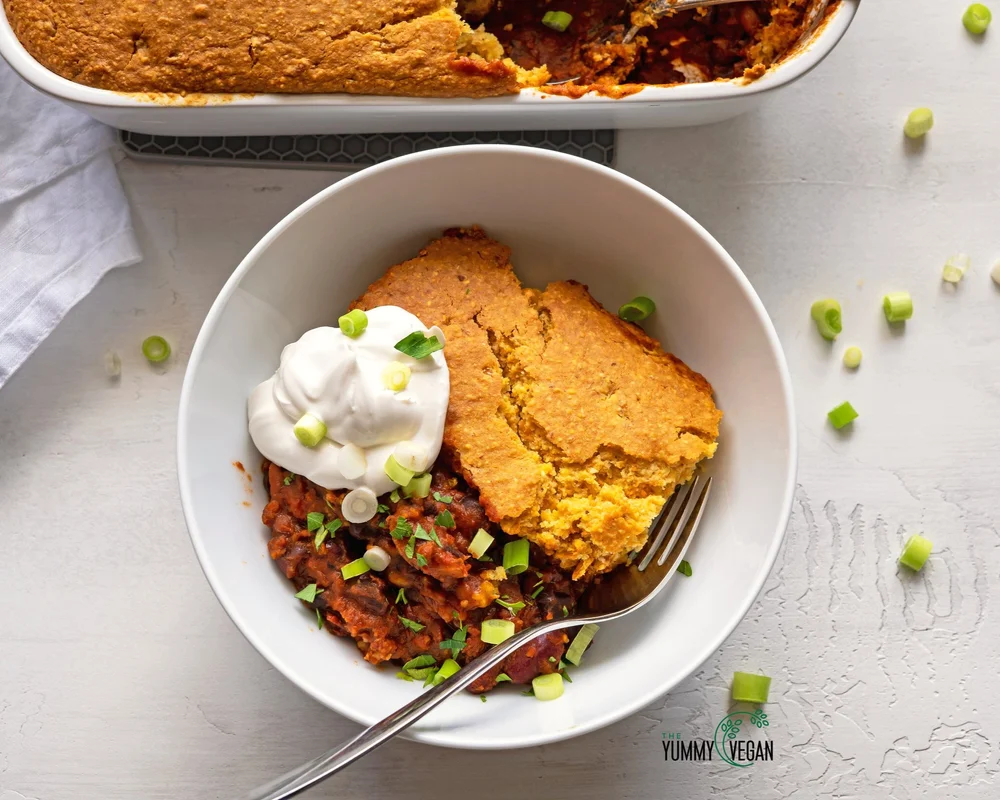 Cornbread Topped Chili — The Yummy Vegan