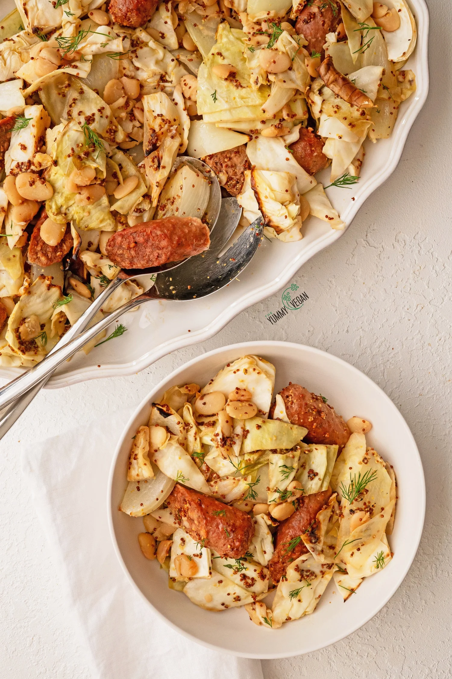 Sheet Pan Cabbage, Sausage & Beans — The Yummy Vegan