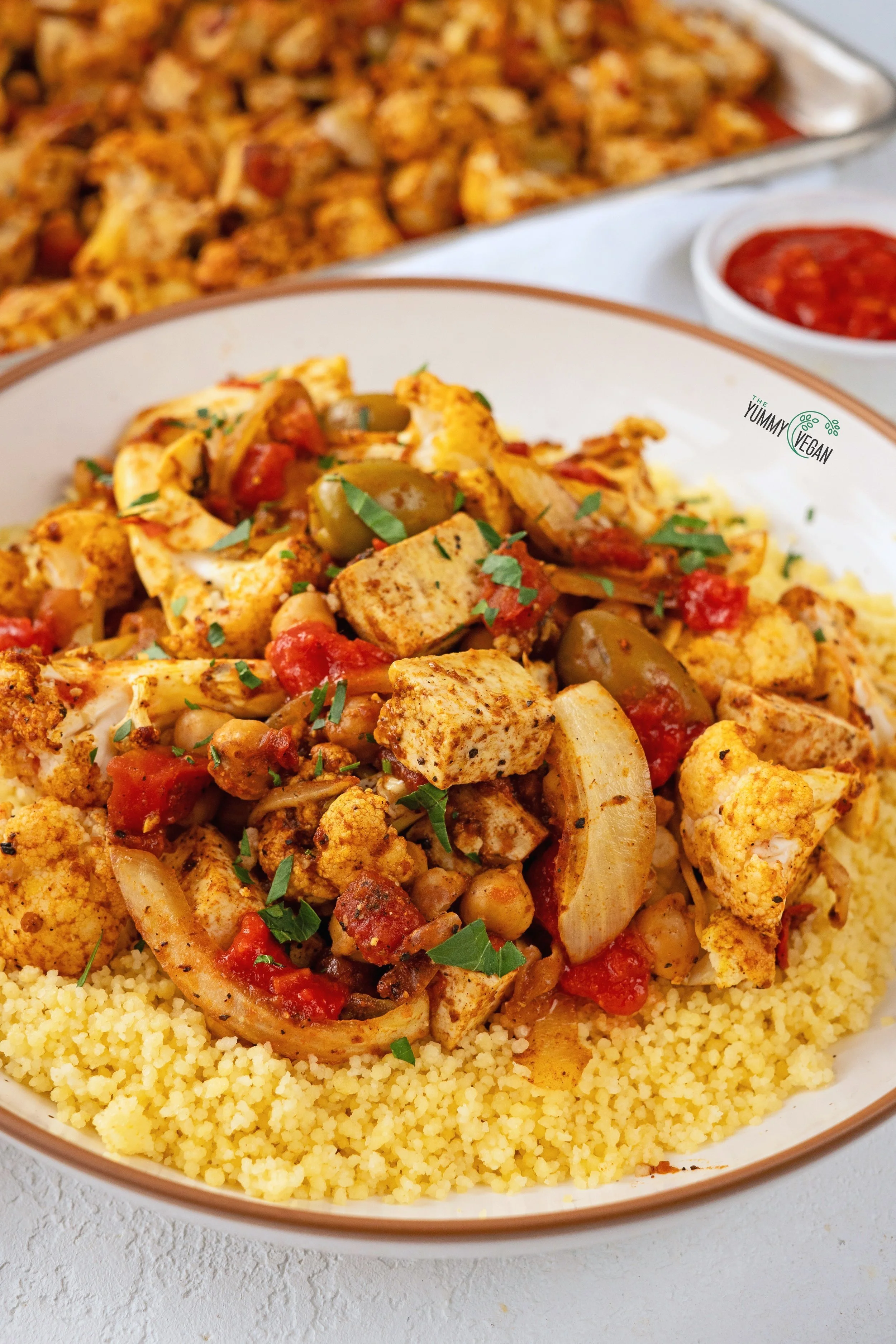 Moroccan Style Tofu Chickpea Bake — The Yummy Vegan