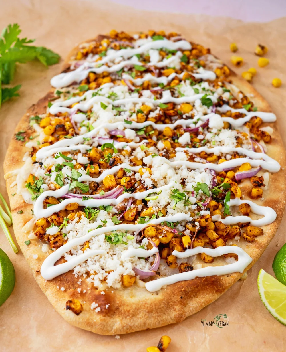 Elote Style Flatbread — The Yummy Vegan