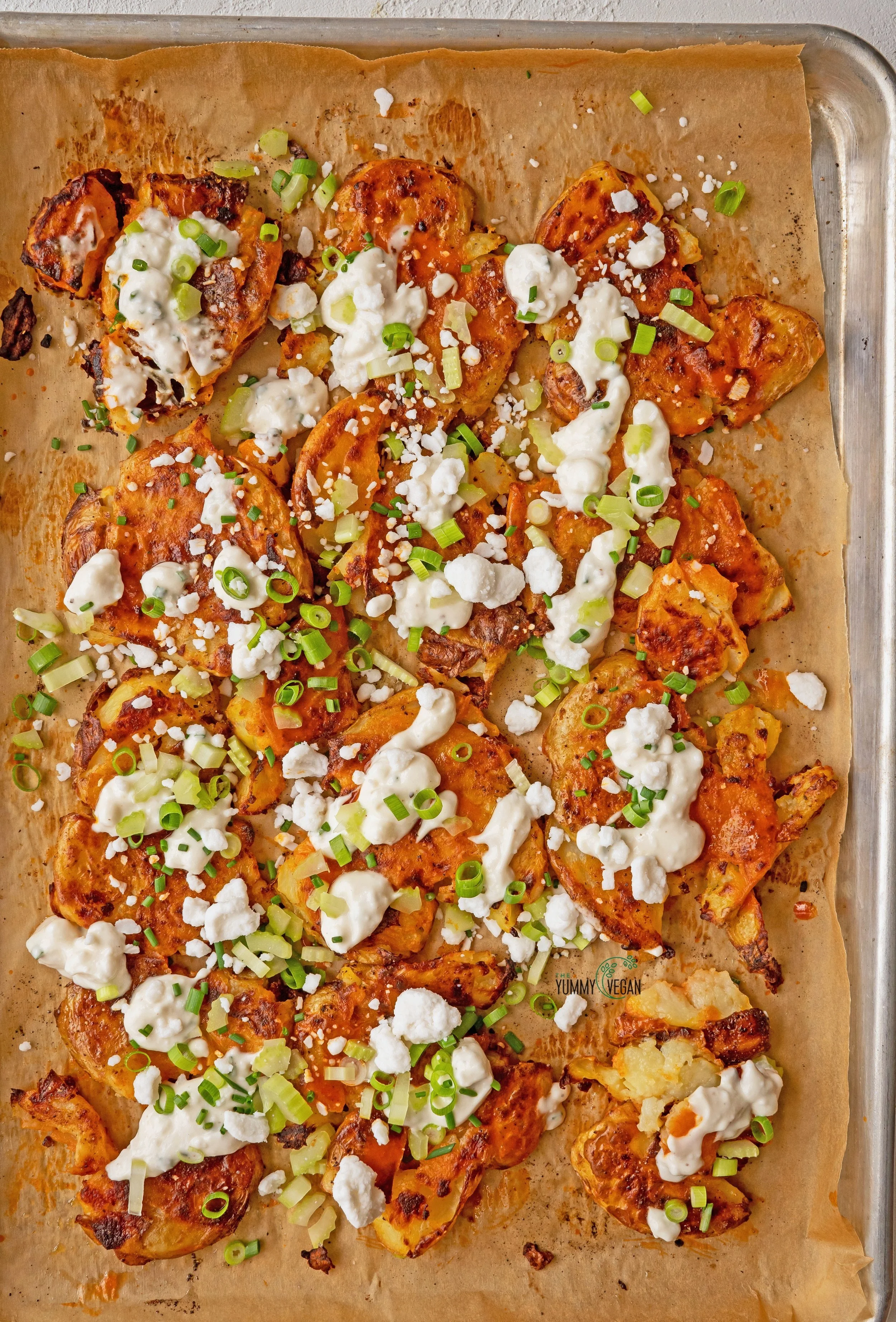 Crispy Buffalo Potatoes w/Feta — The Yummy Vegan