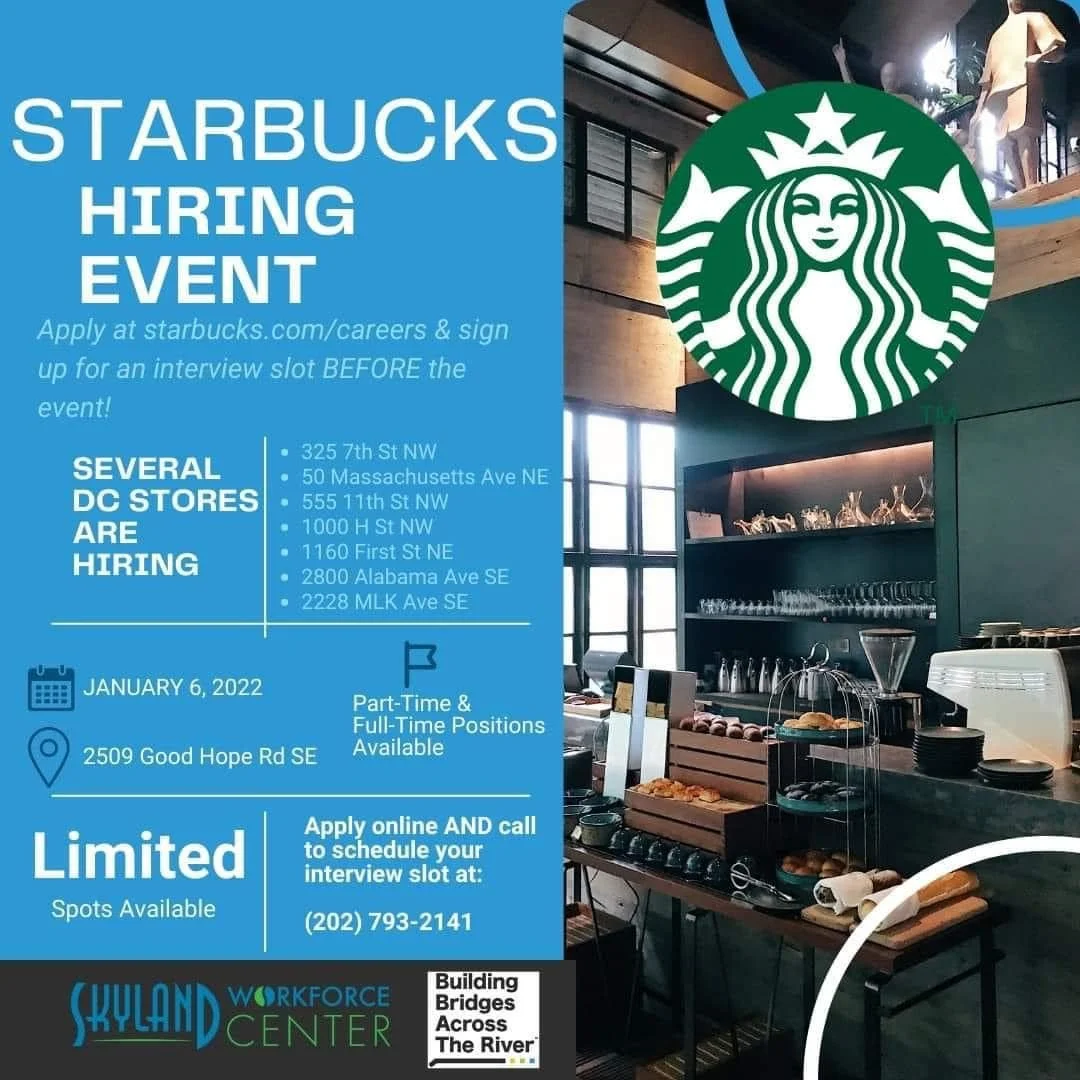 JAN 6 | Starbucks Hiring Event at Skyland Workforce Center — ANACOSTIA BID
