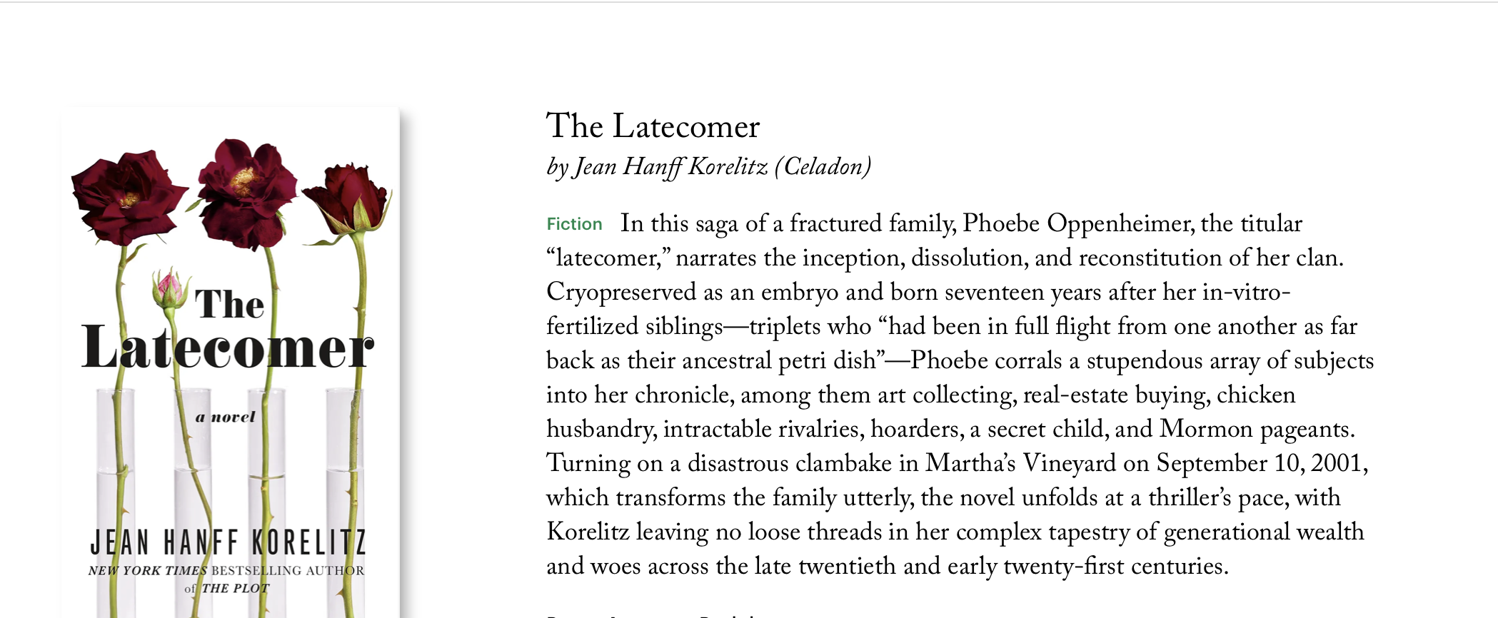 The Latecomer — Jean Hanff Korelitz