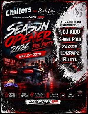 Chillers Hosting Next Gen Car Club 2026 Season Opener Pre-Party — MJ ...