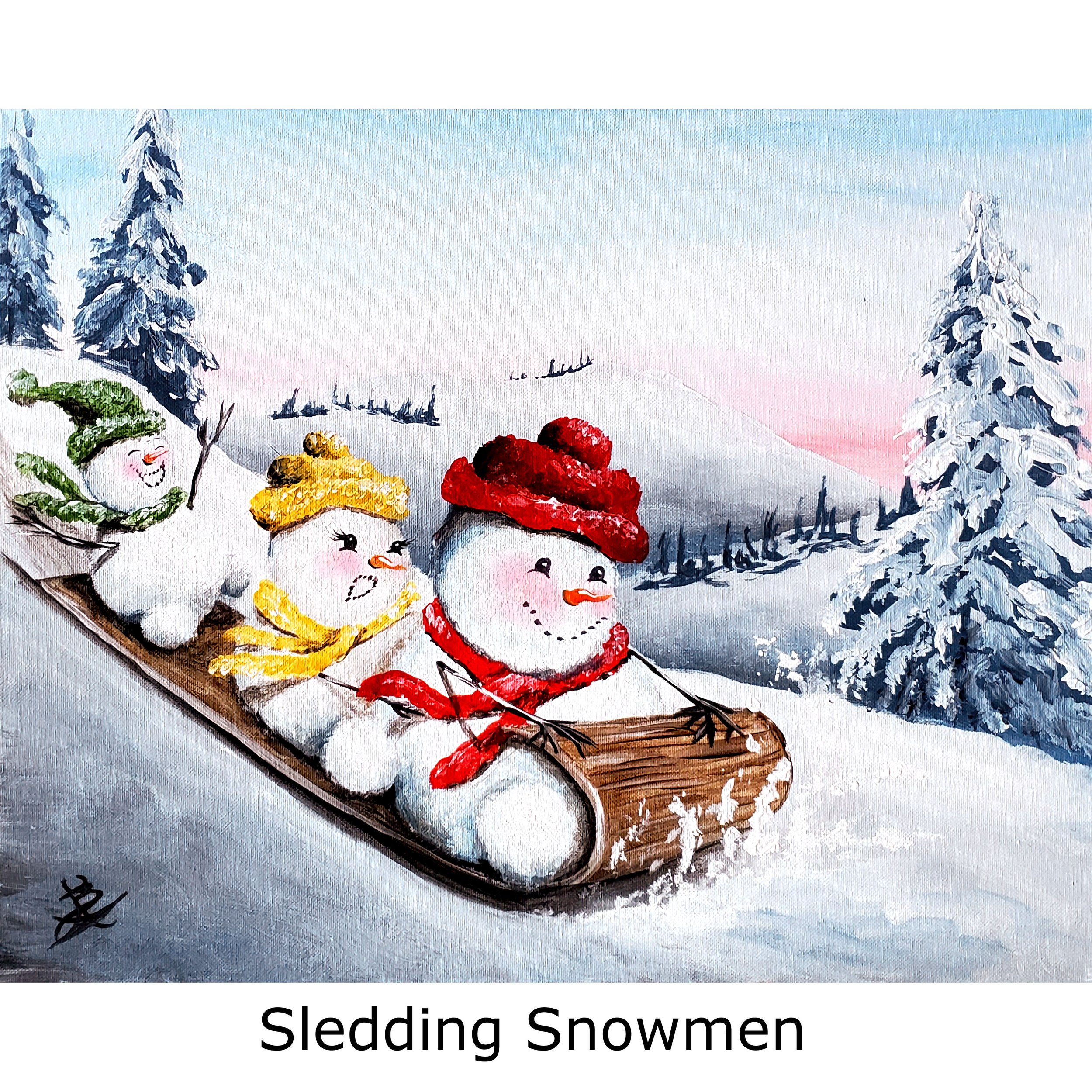 Sledding Snowmen — Michelle the Painter