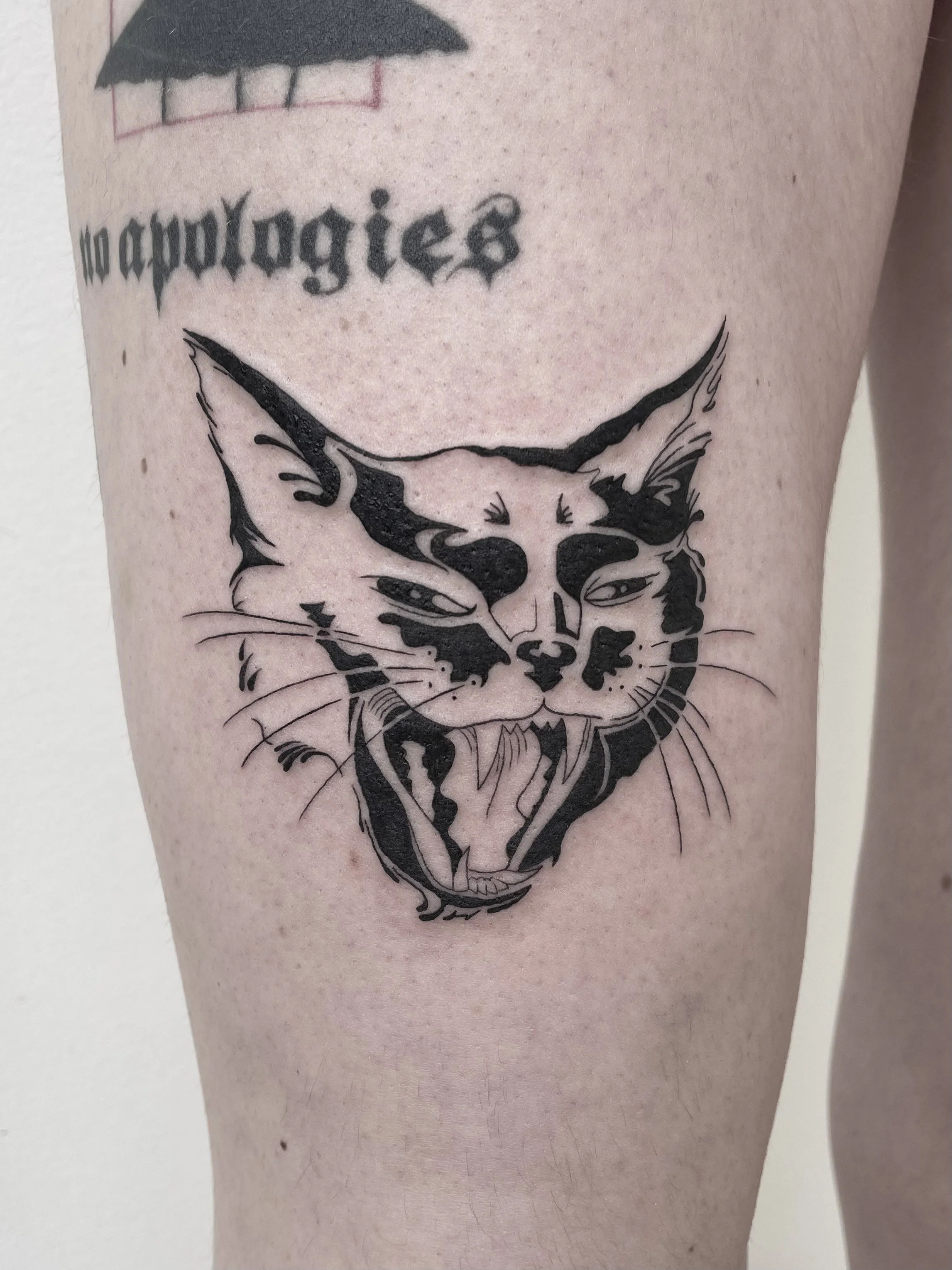 Angry Black Cat Tattoo