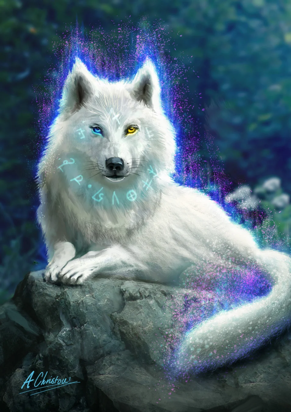 Sitting Wolf - Fantasy Art Print — Anthony Christou Illustration