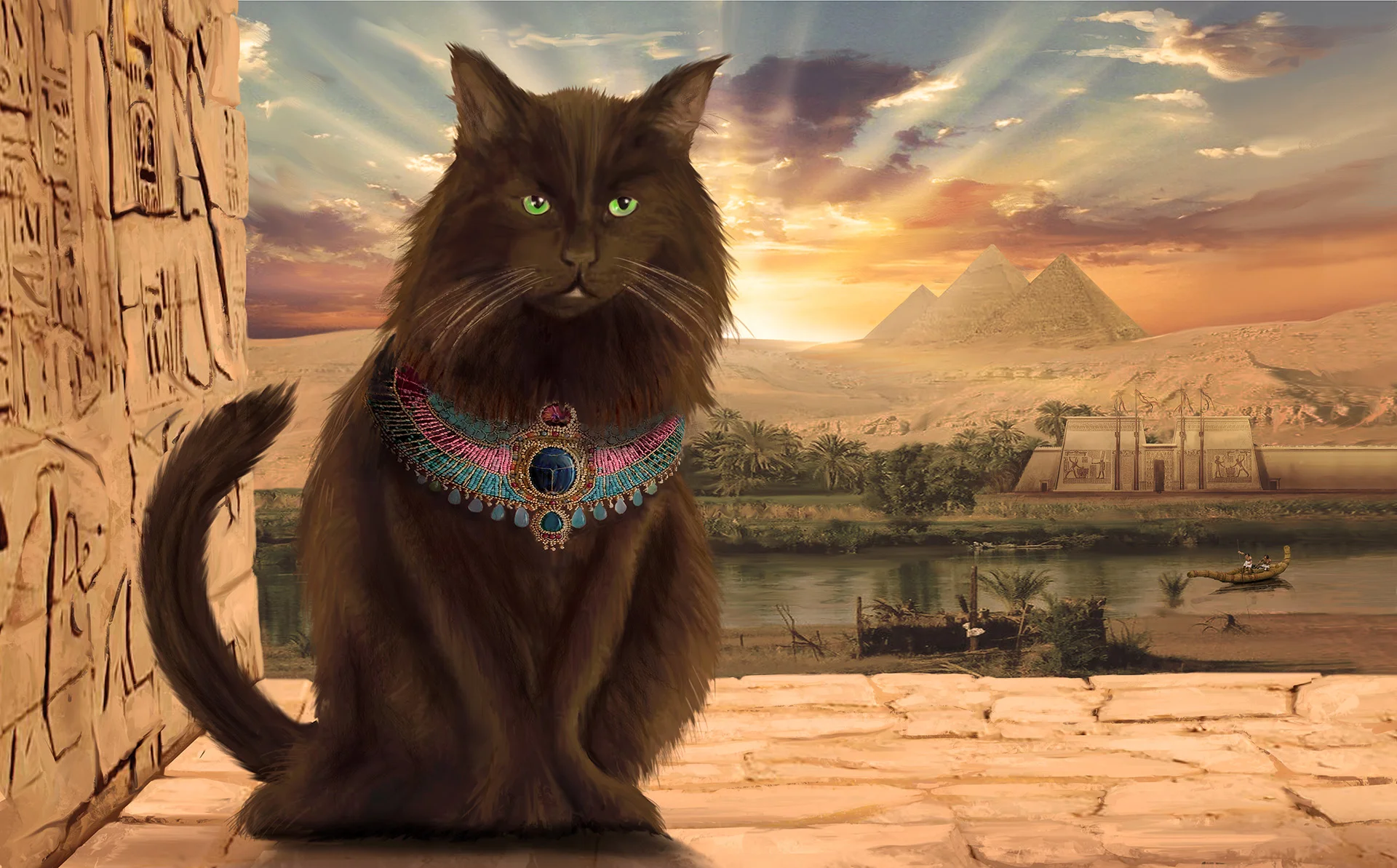 Egyptian Cat - Fantasy Art Print — Anthony Christou Illustration