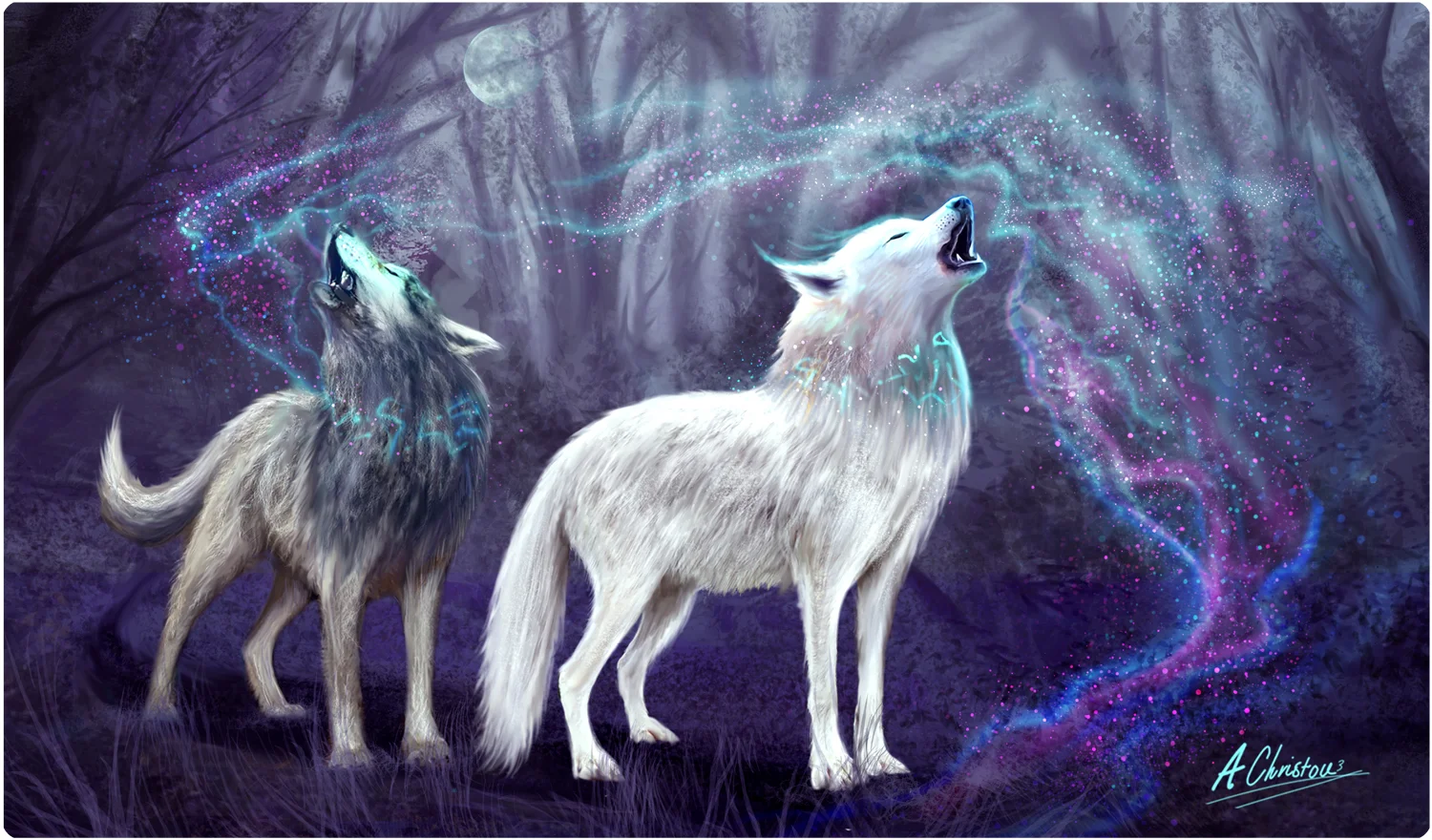 Wolf Howl - Fanatsy Gaming Mat — Anthony Christou Illustration