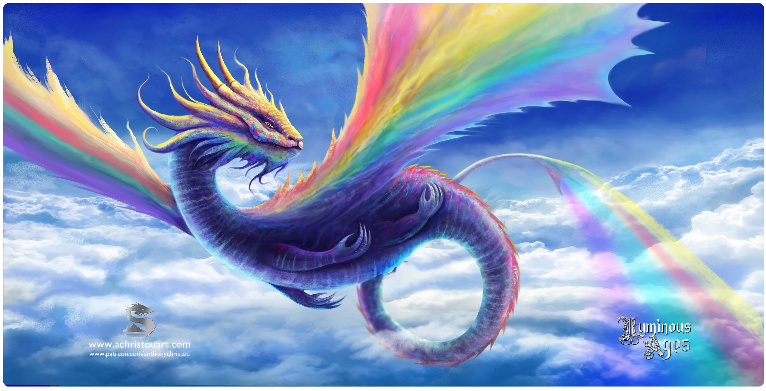 Rainbow Dragon - Gaming Mat — Anthony Christou Illustration