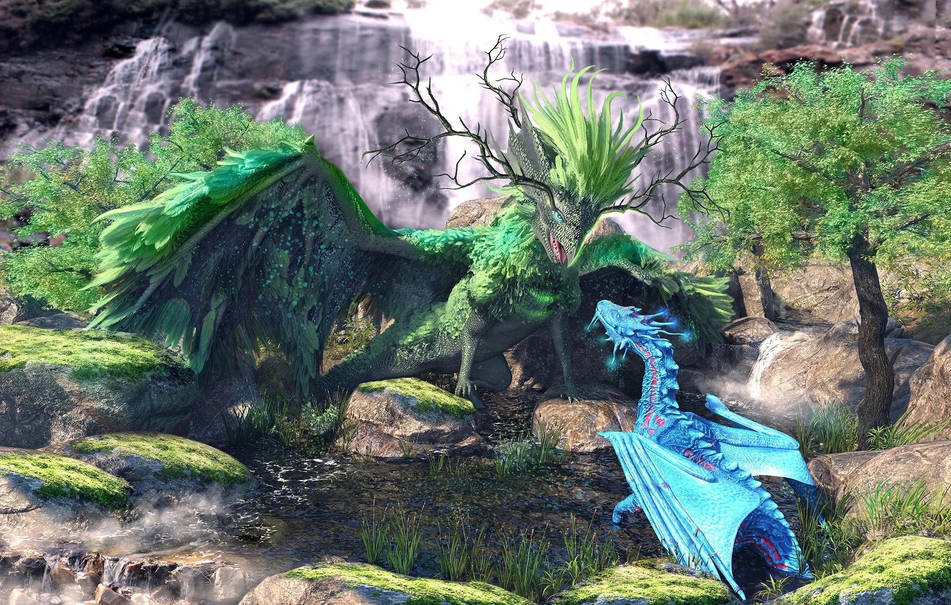 Gaius meets the blue water dragon — Anthony Christou Illustration