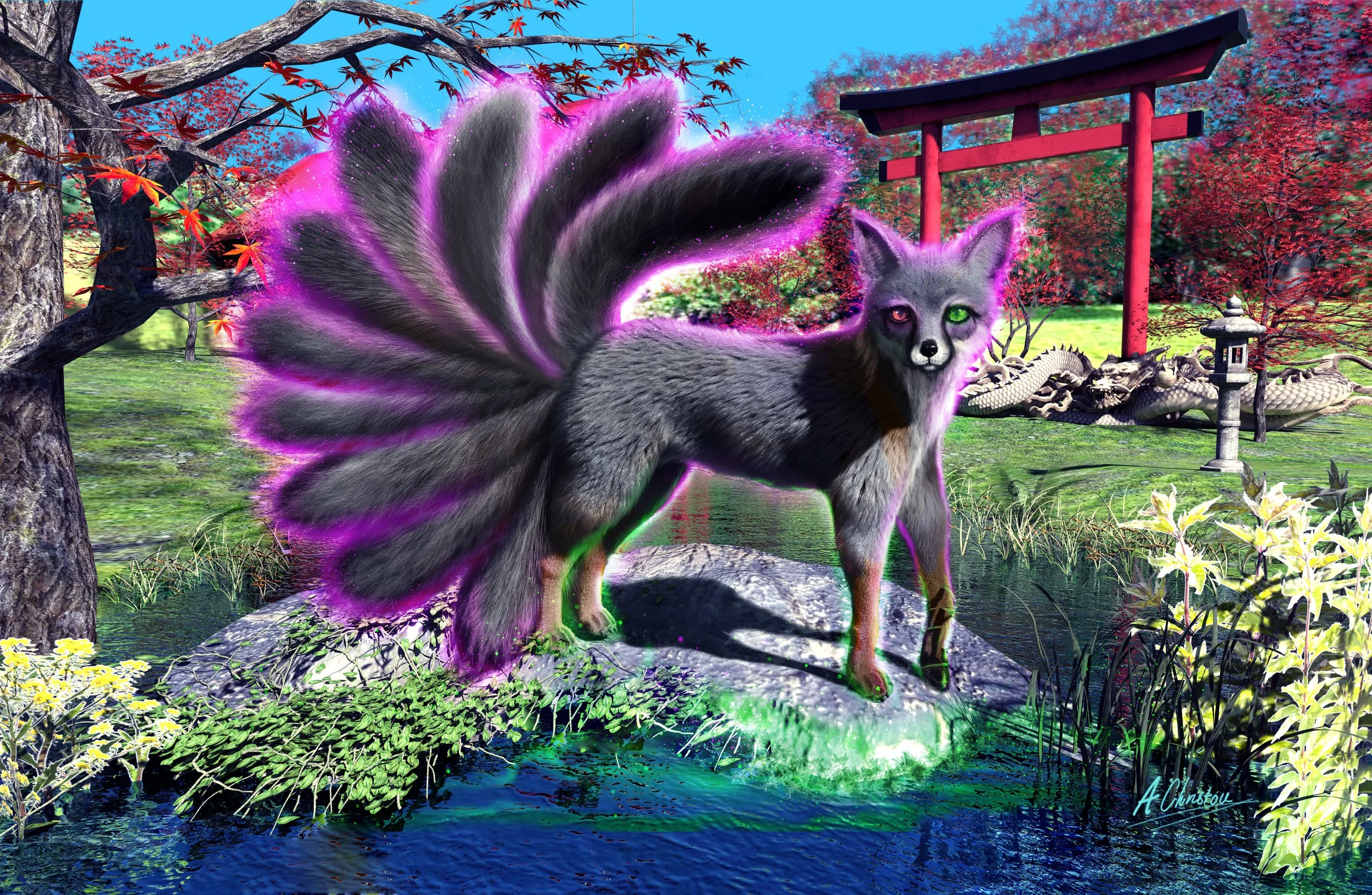 Ten Tailed Inari Fox — Anthony Christou Illustration