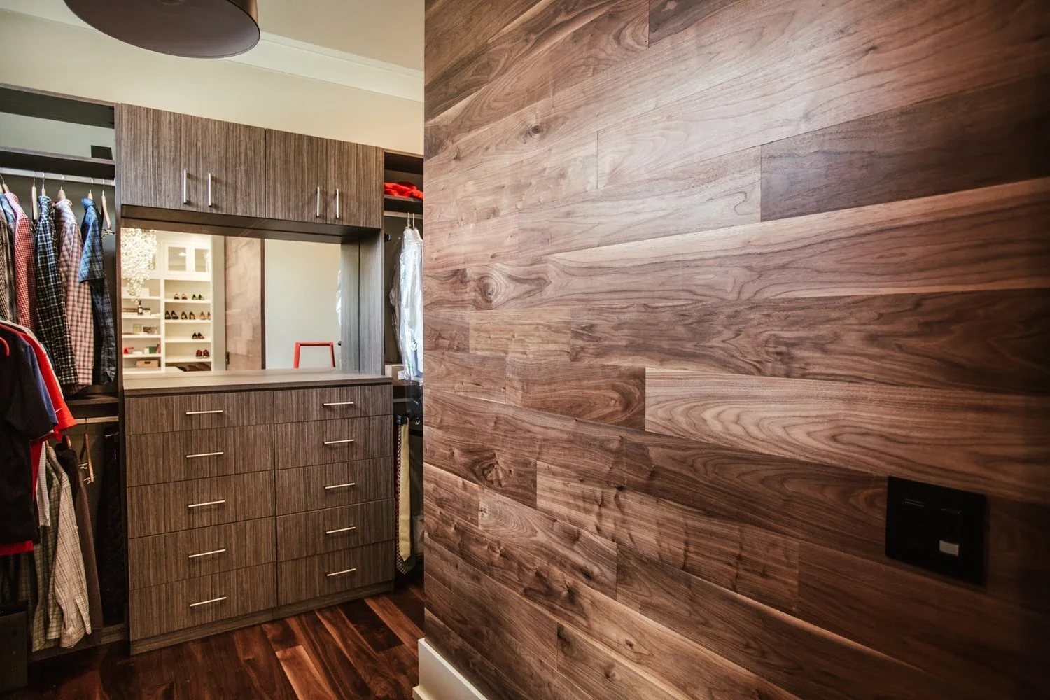 Walnut Walls and Ceilings - Water's Edge Woods | Custom Wood Shop