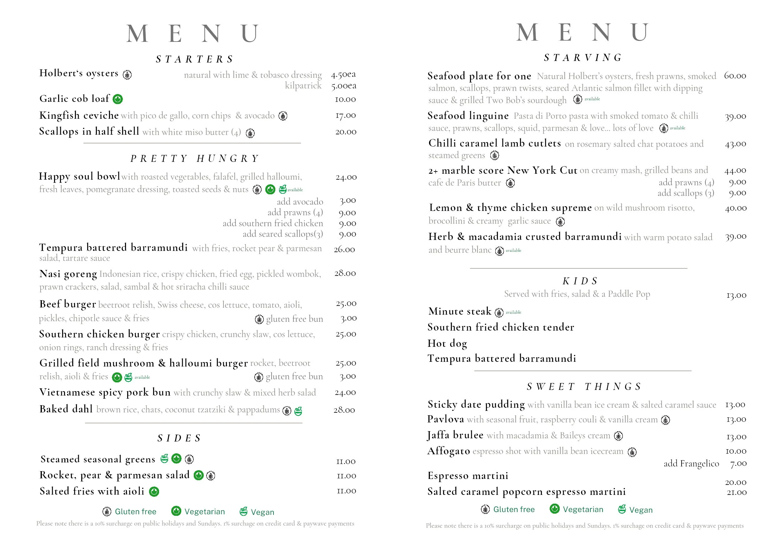Menu | Lunch & Dinner in Fingal Bay — Saltwater Restaurant & Wedding Venue