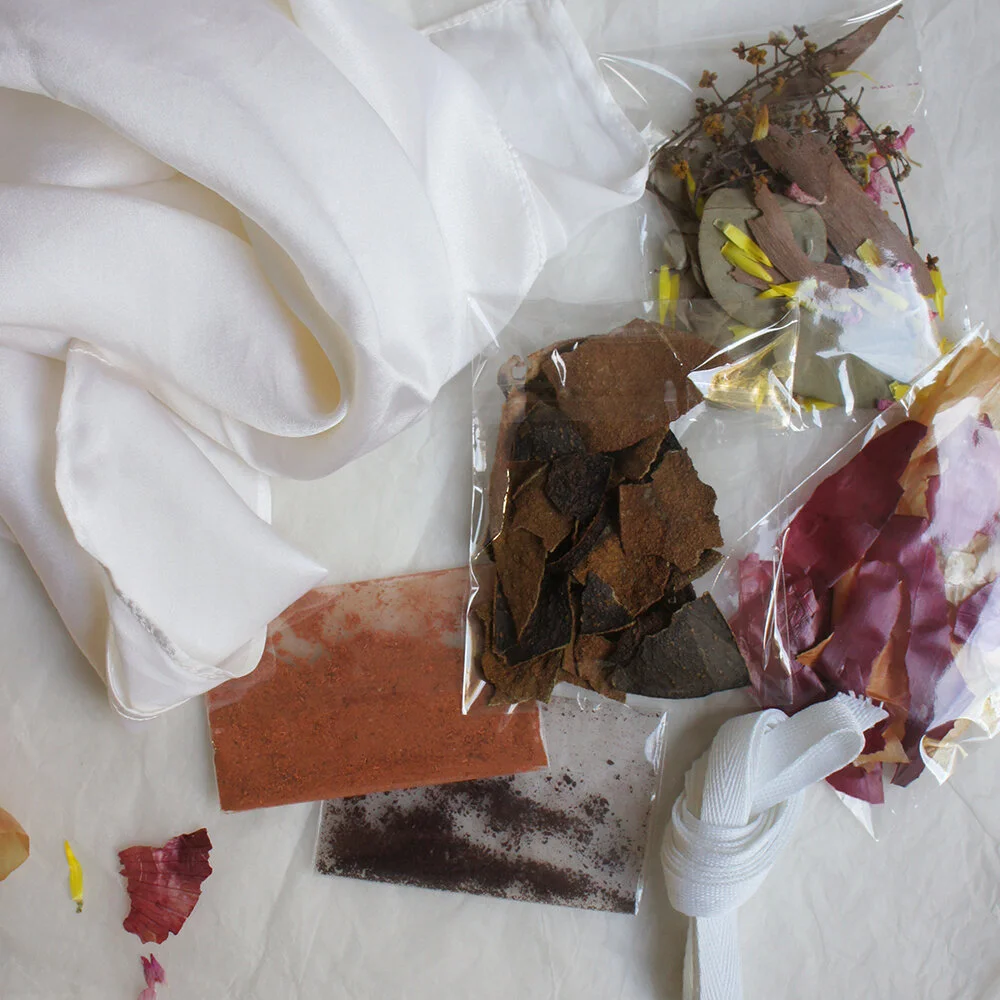 How To Create Your Own Bundle Dyed Scarf with Flowers, Leaves & Food ...