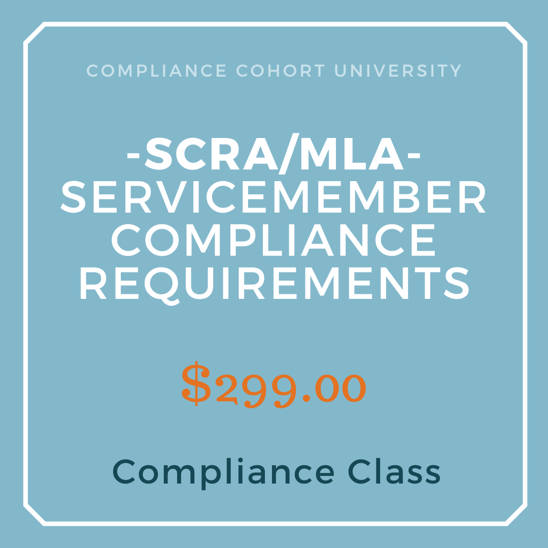 SCRA/MLA Training — Compliance Cohort