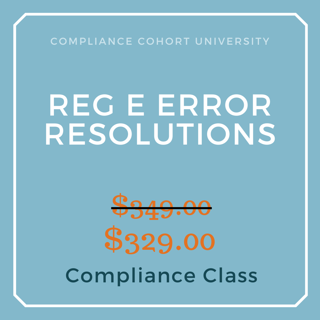 Reg E Error Resolutions — Compliance Cohort